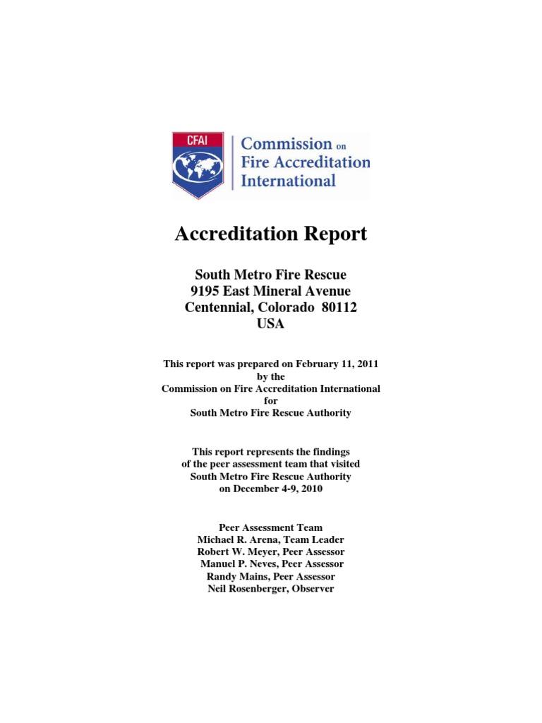 South Metro Fire Rescue Authority Accreditation Report | PDF ...