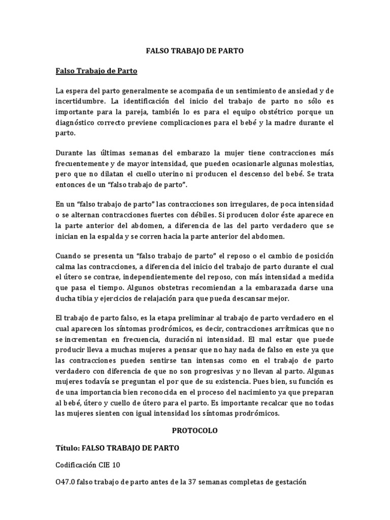 Falso Trabajo de Parto | PDF | Parto | El embarazo