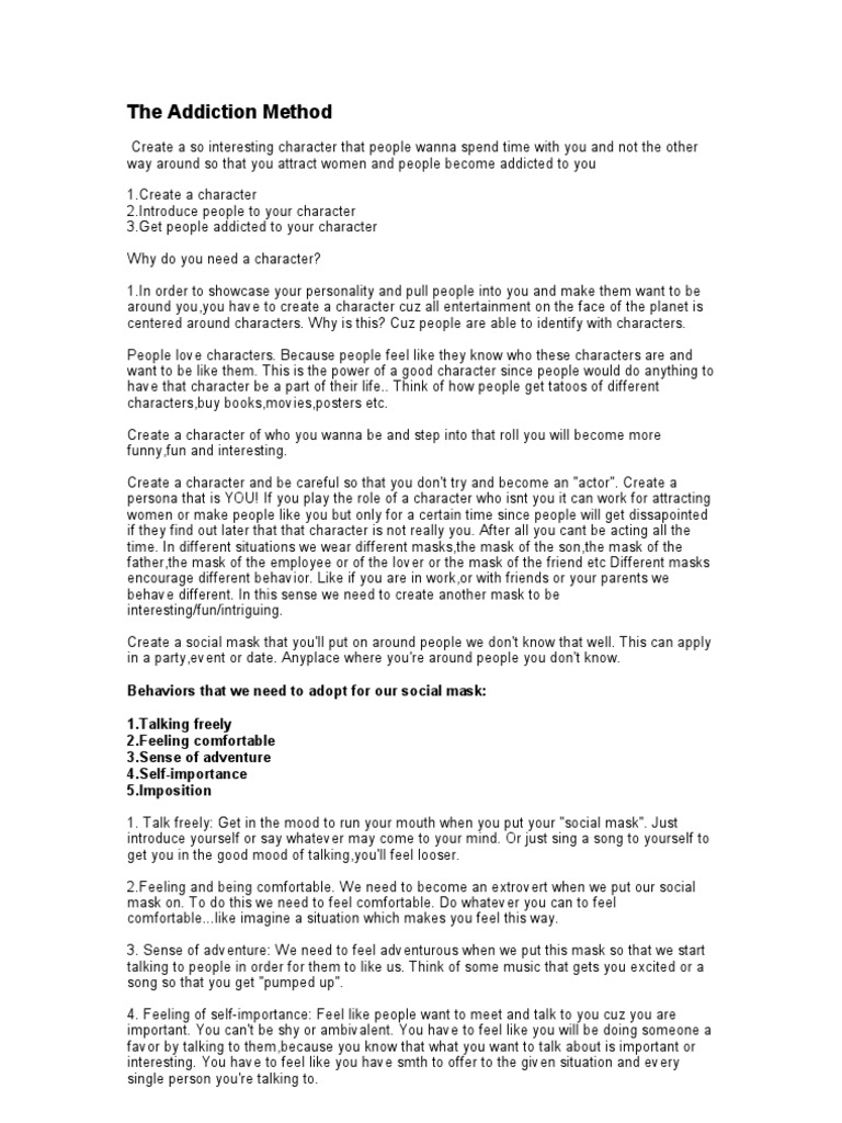 The Addiction Method | PDF | Conversation | Plot (Narrative)