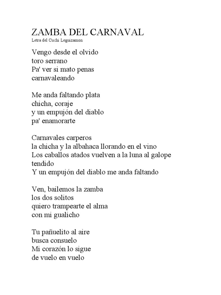 Zamba Del Carnaval | PDF