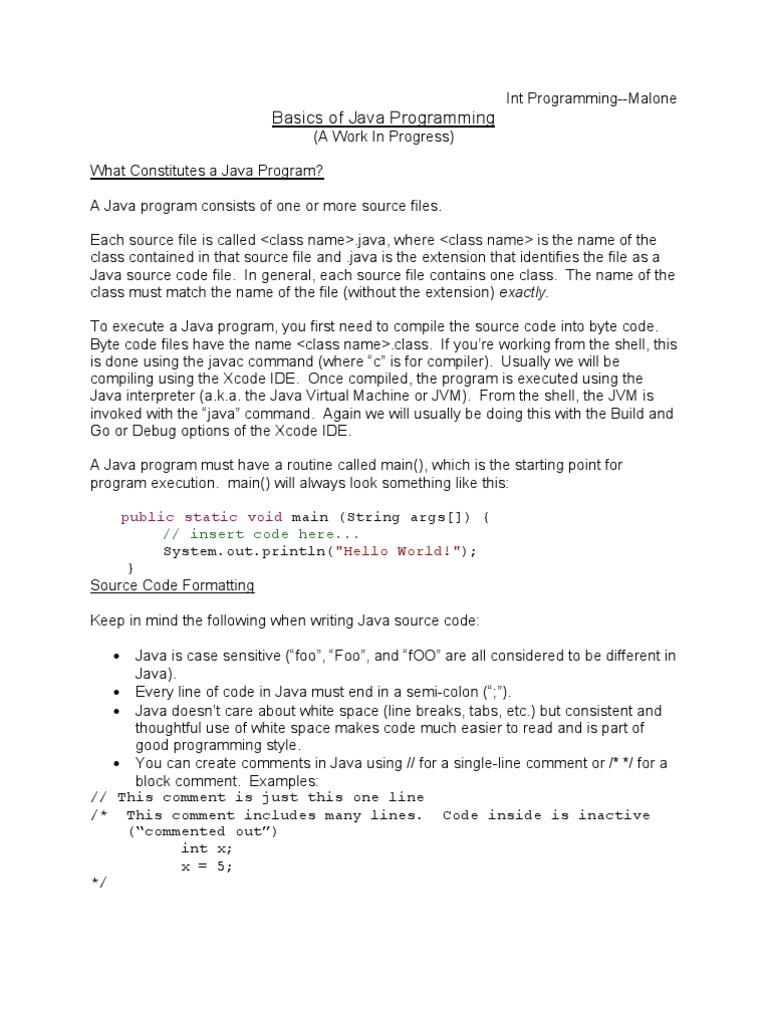 Basics of Java Programming | PDF | Boolean Data Type | Java (Programming Language)
