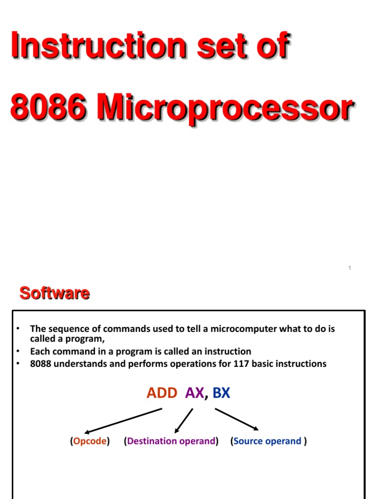 Instruction Set of 8086 Microprocessor | PDF | Instruction Set | Subroutine