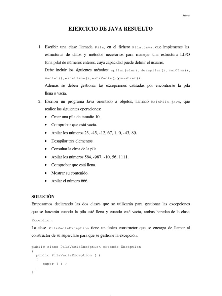 Ejercicio de Java Resuelto | PDF