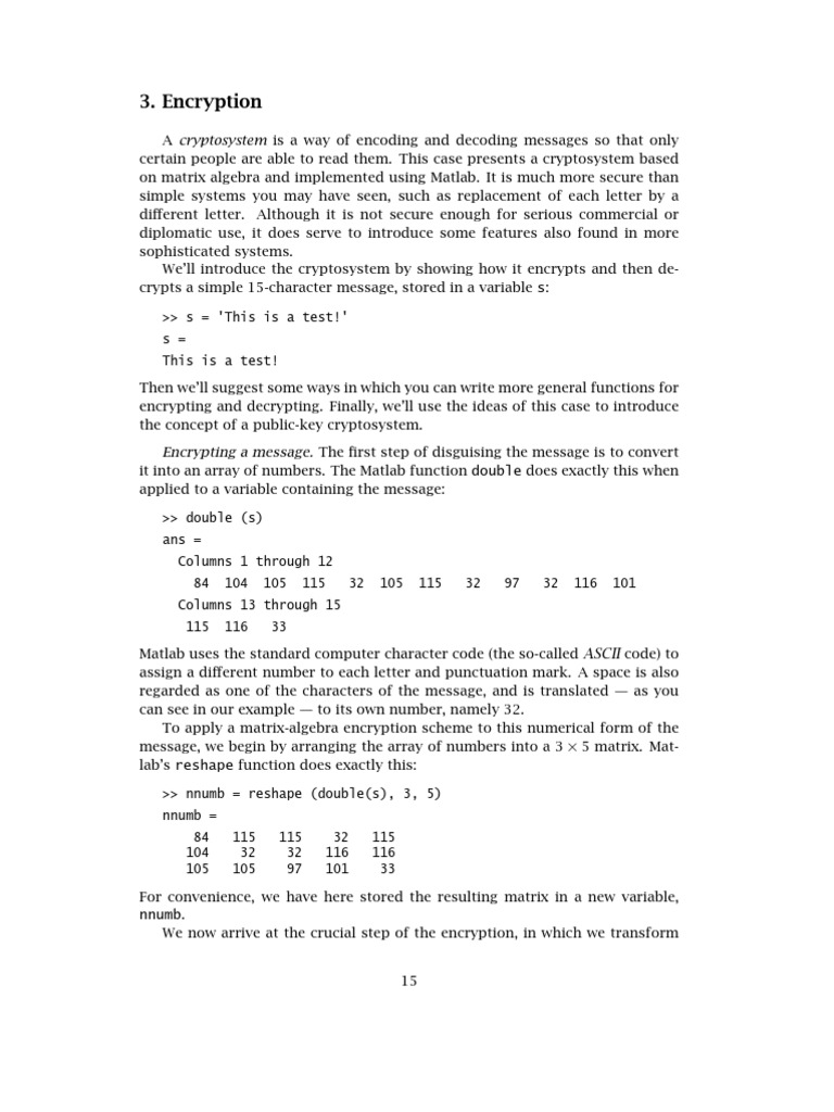 Encryption Matlab | PDF | Key (Cryptography) | Cryptography