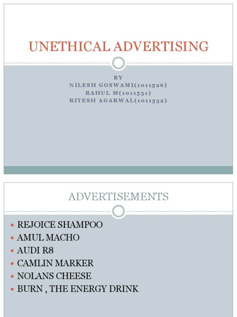 Unethical Advertising | PDF