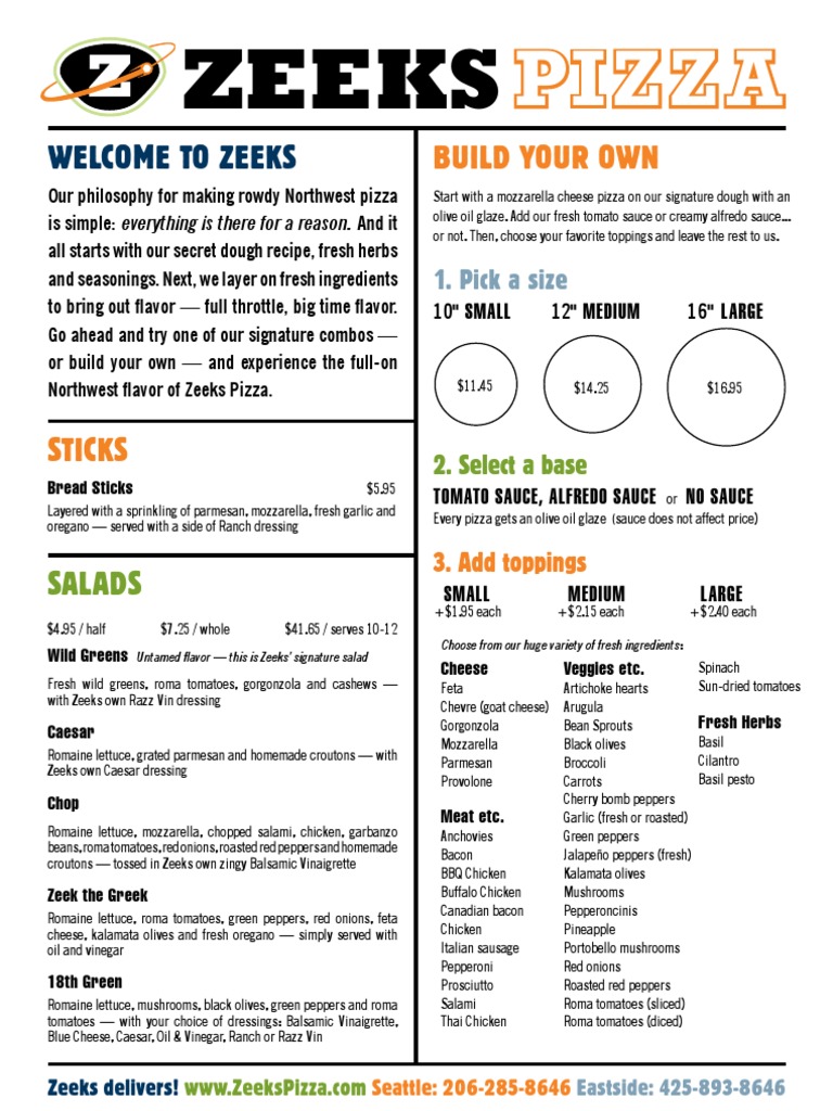 Zeek | PDF | Salad | Pizza