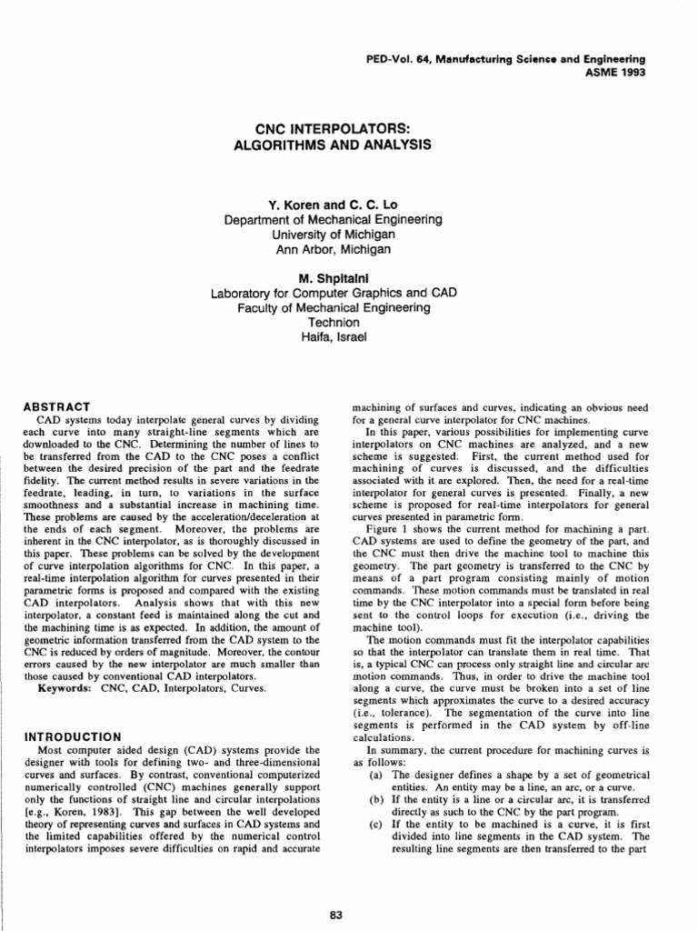 Cnc Interpolators Algorithms And Analysis Pdf Numerical Control Curvature