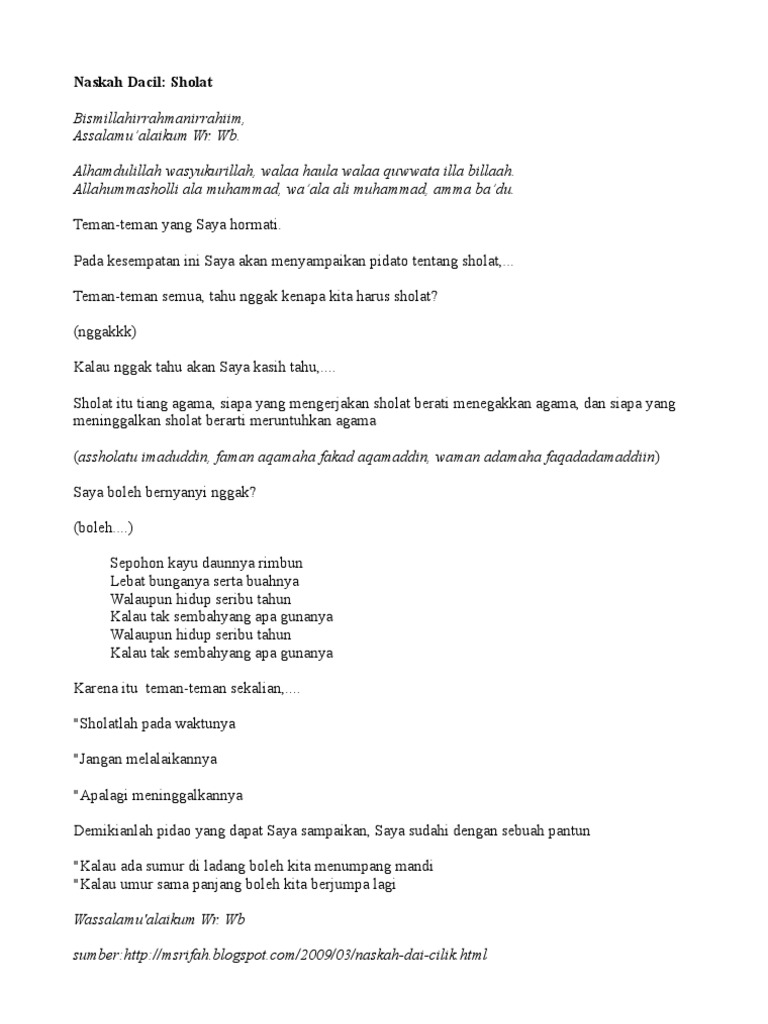 Naskah Dacil - Sholat | PDF