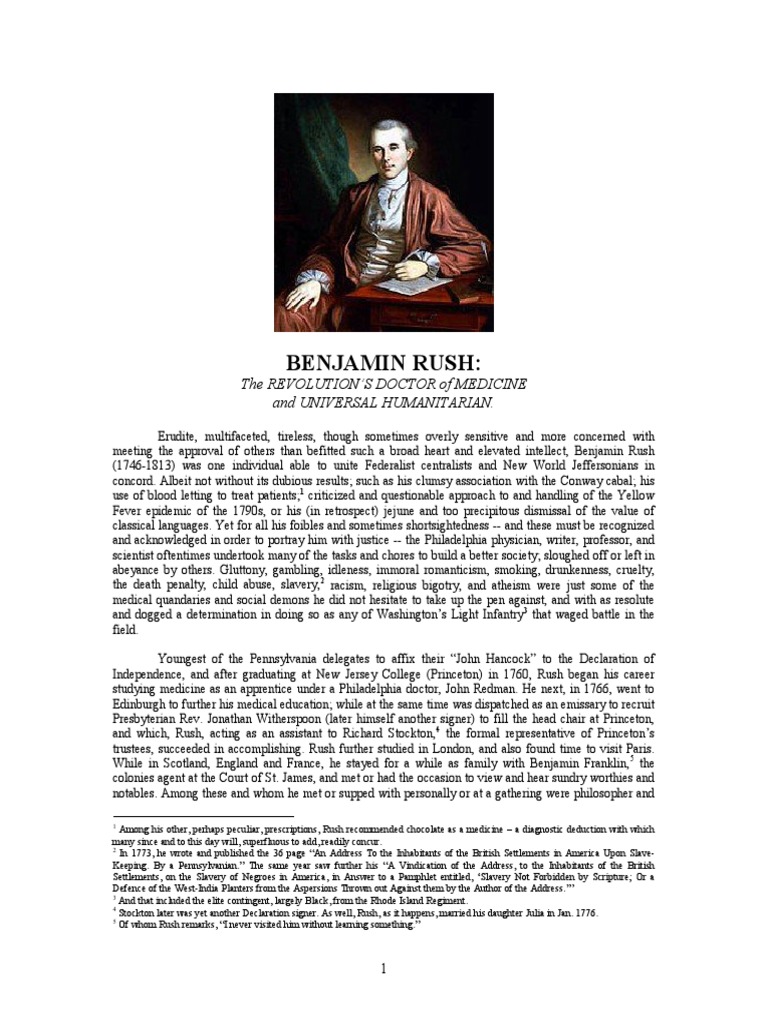 BENJAMIN RUSH: The REVOLUTION'S DOCTOR of MEDICINE and UNIVERSAL ...