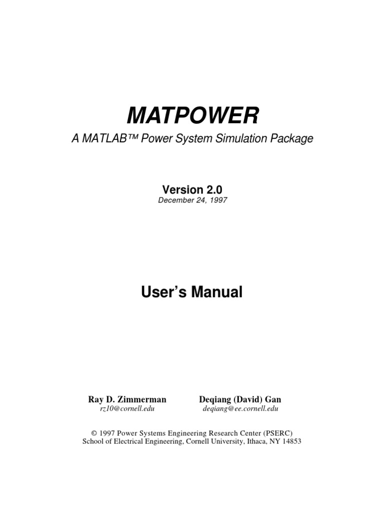 1997 Manual Matpower | PDF | Mathematical Optimization | Linear Programming