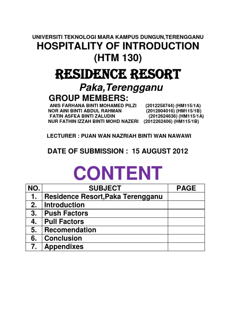 HTM 130 | PDF | Hospitality Industry | Hotel