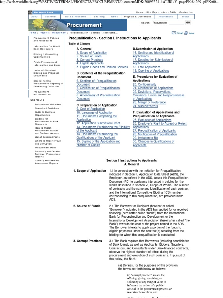 Procurement - Prequalification - Section I | PDF | Procurement | Joint Venture
