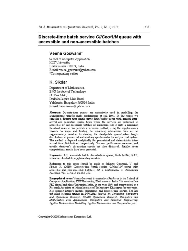 Discrete Time Queue | PDF | Quality Of Service | Probability Distribution
