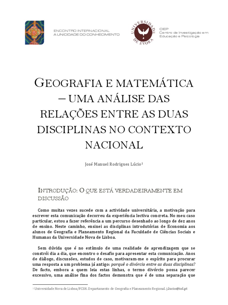 Relação entre Geografia e Matemática | PDF | Geografia | Cálculo
