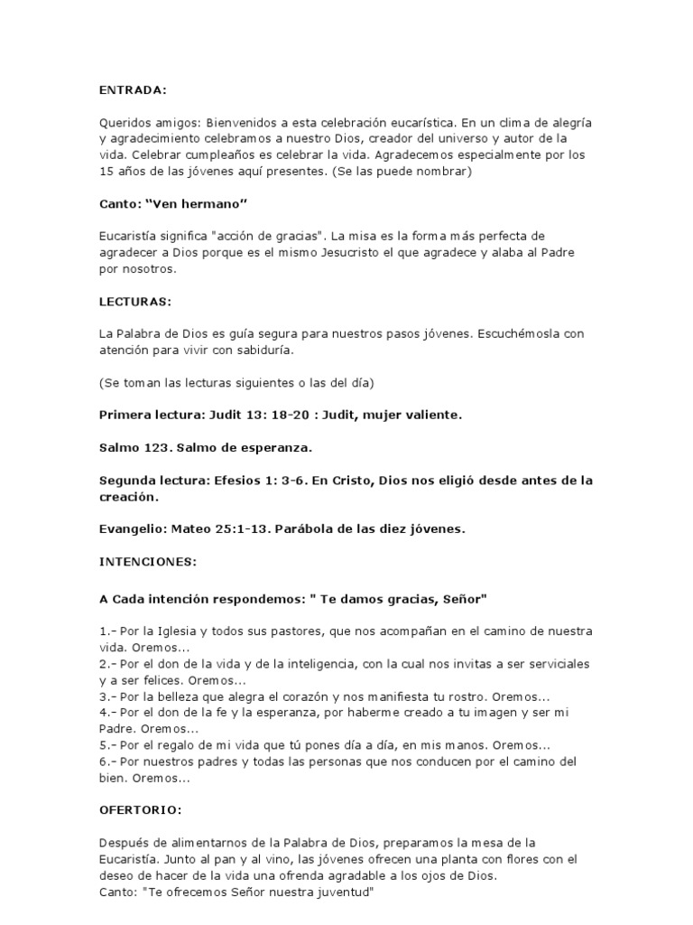 Misa de XV años
