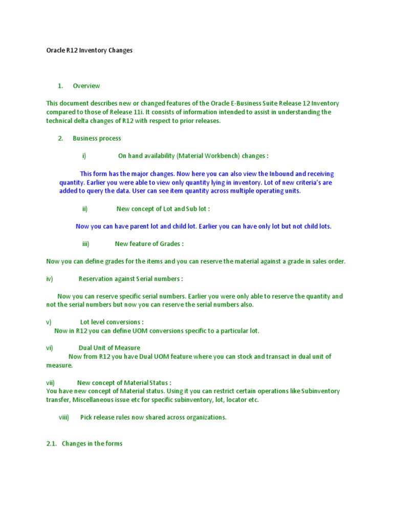 Oracle R12 Inventory Changes | PDF | Application Programming Interface ...