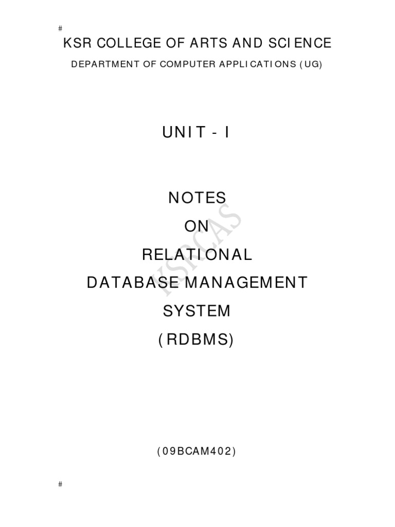 Rdbms Basic Notes | PDF | Databases | Relational Model