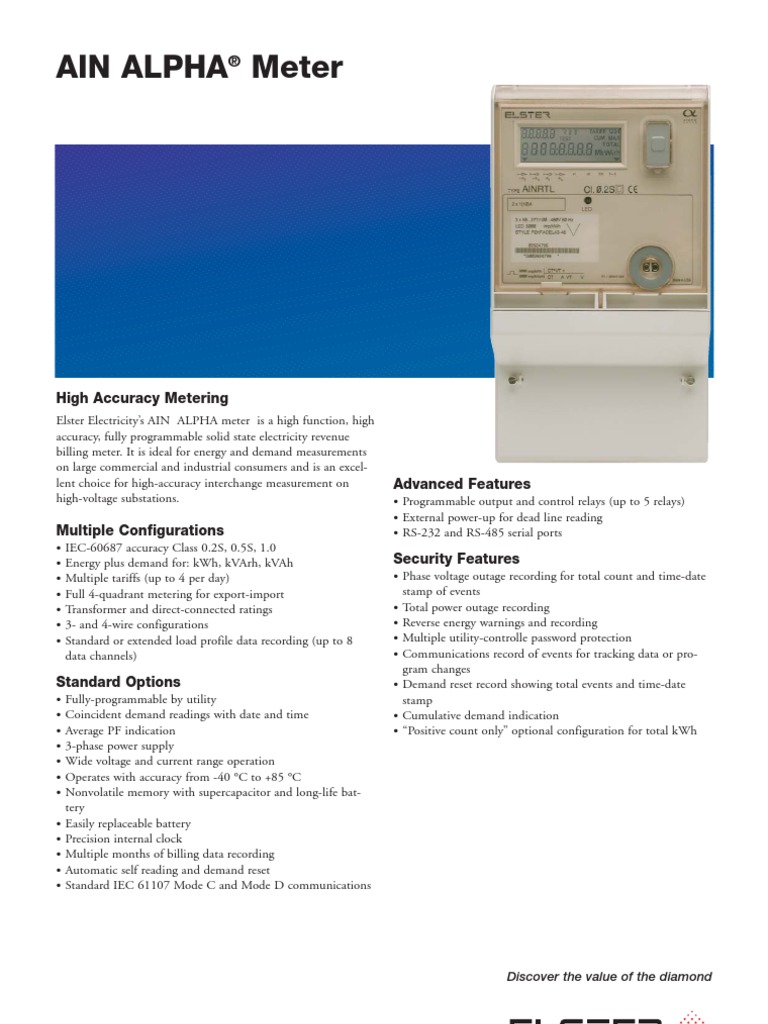 Ain Alpha Meter: High Accuracy Metering | PDF | Power Supply | Accuracy ...