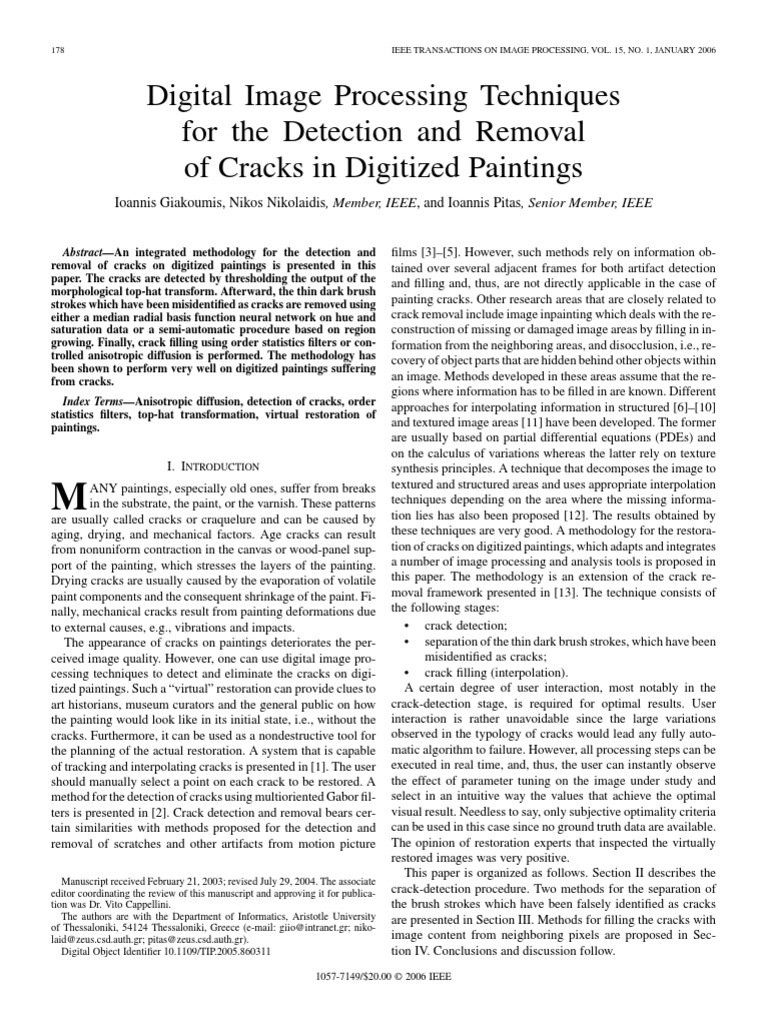 Image Processing Techniques For The Detection and Removal of Cracks in ...