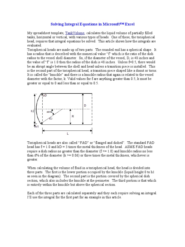Solving Integral Equations In Microsoft Excel Pdf Integral Subroutine