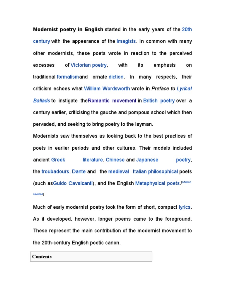 20th Century Imagists: Modernist Poetry in English Started in The Early ...