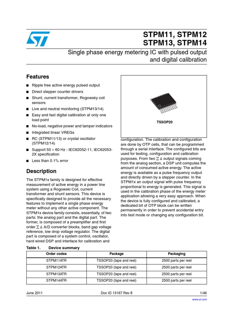 STPM11, STPM12 STPM13, STPM14: Single Phase Energy Metering IC With ...
