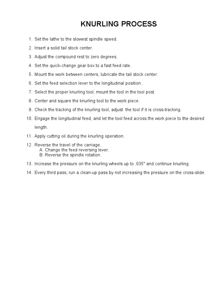 Knurling Process | PDF