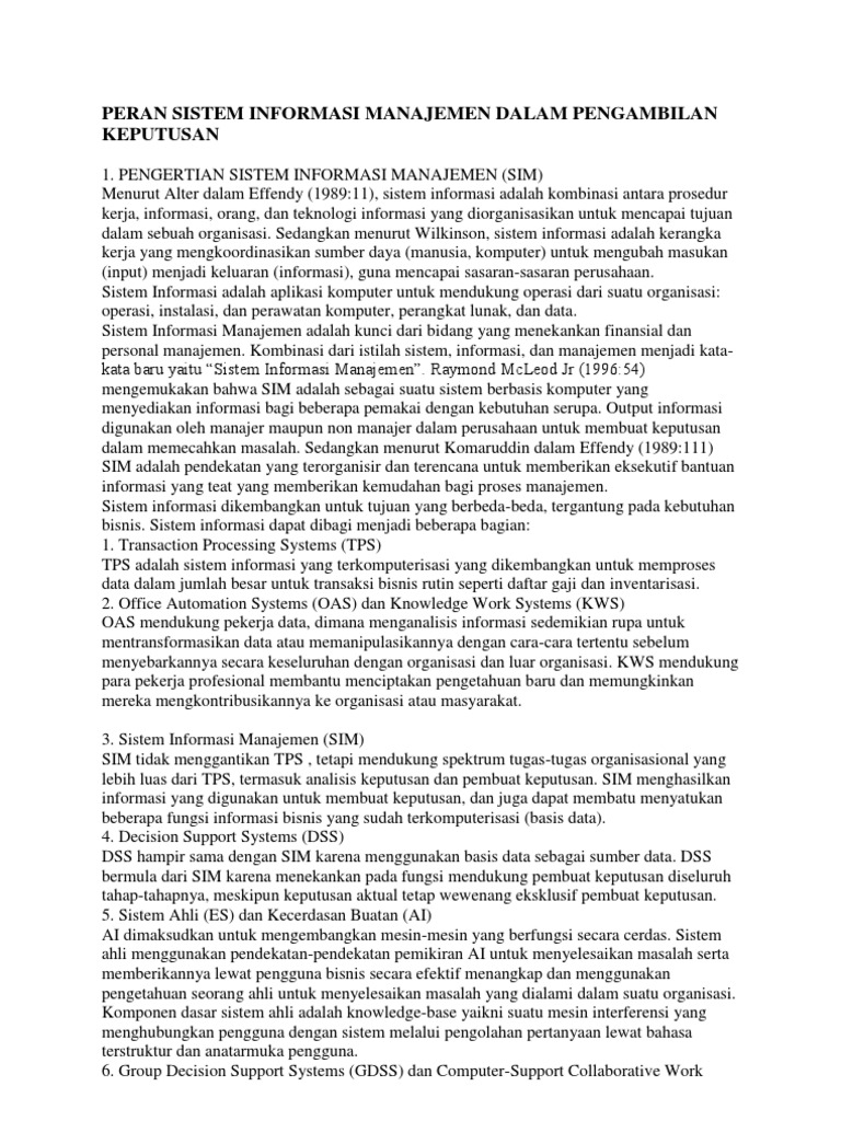 Peran SIM Dalam Pengambilan Keputusan | PDF | Komputer