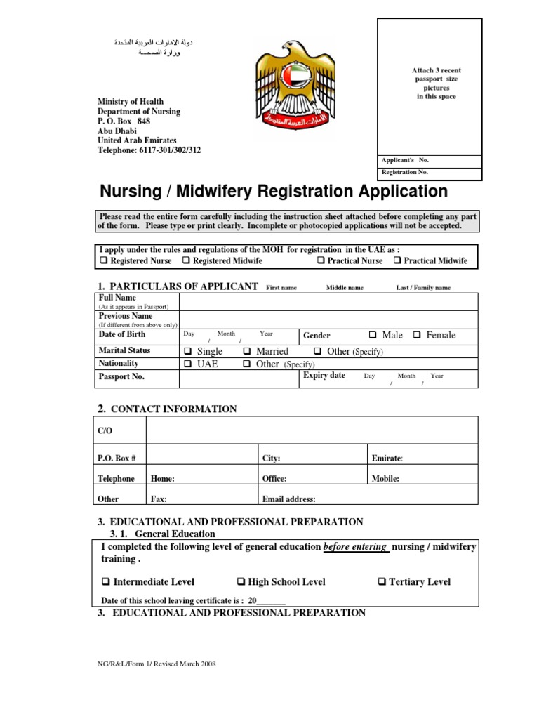 Procedure and Application Form For Nursing and Midwifery Registration ...