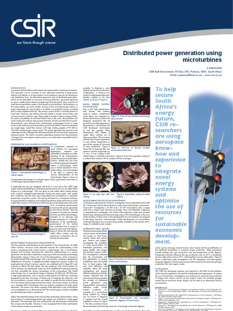 Distributed Power Generation Using Microturbines: CSIR Research on ...