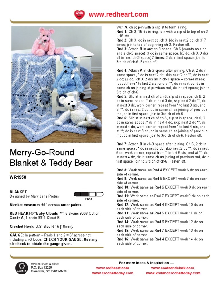 Merry-Go-Round Blanket & Teddy Bear | PDF | Crochet | Textiles