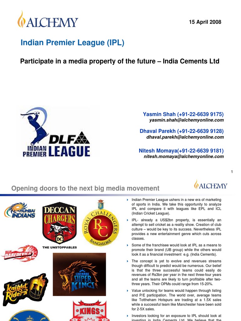 IPL Business Model PDF | PDF | Investing | Cricket