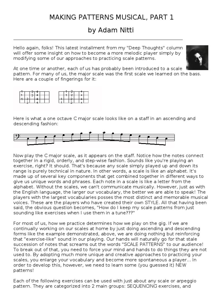 Developing Melodic Bass Lines Through Creative Scale Practice Patterns | PDF | Scale (Music ...