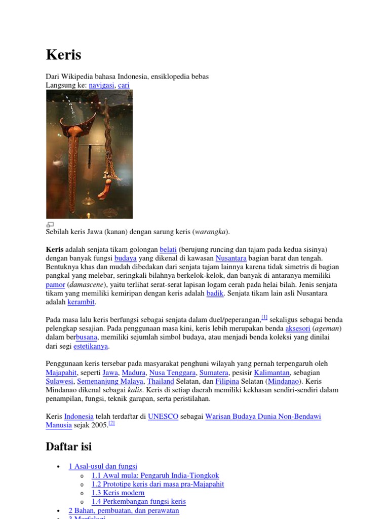 Sejarah dan Fungsi Keris | PDF | Sejarah