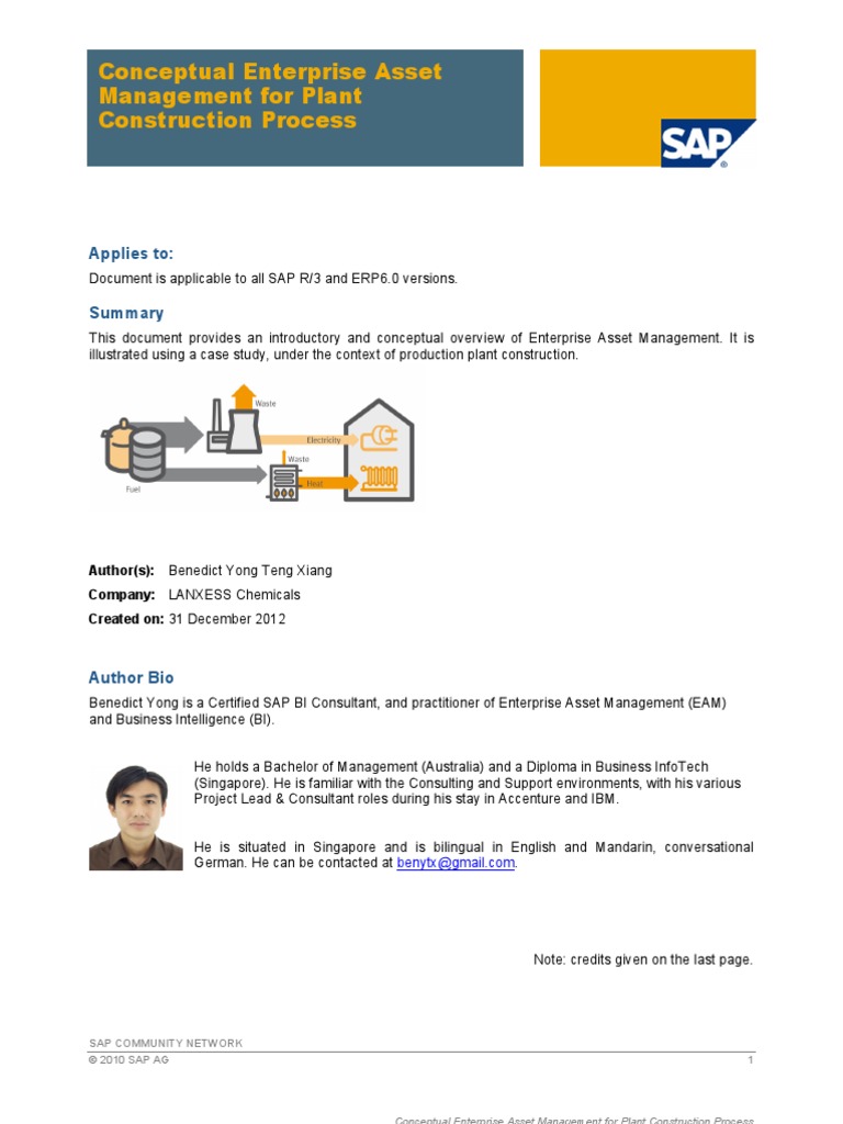 Conceptual Enterprise Asset Management For Plant Construction Process ...