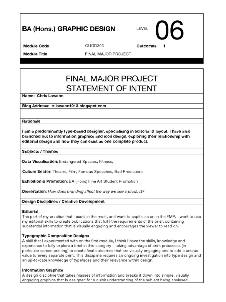 Statement of Intent | Graphic Design | Graphics