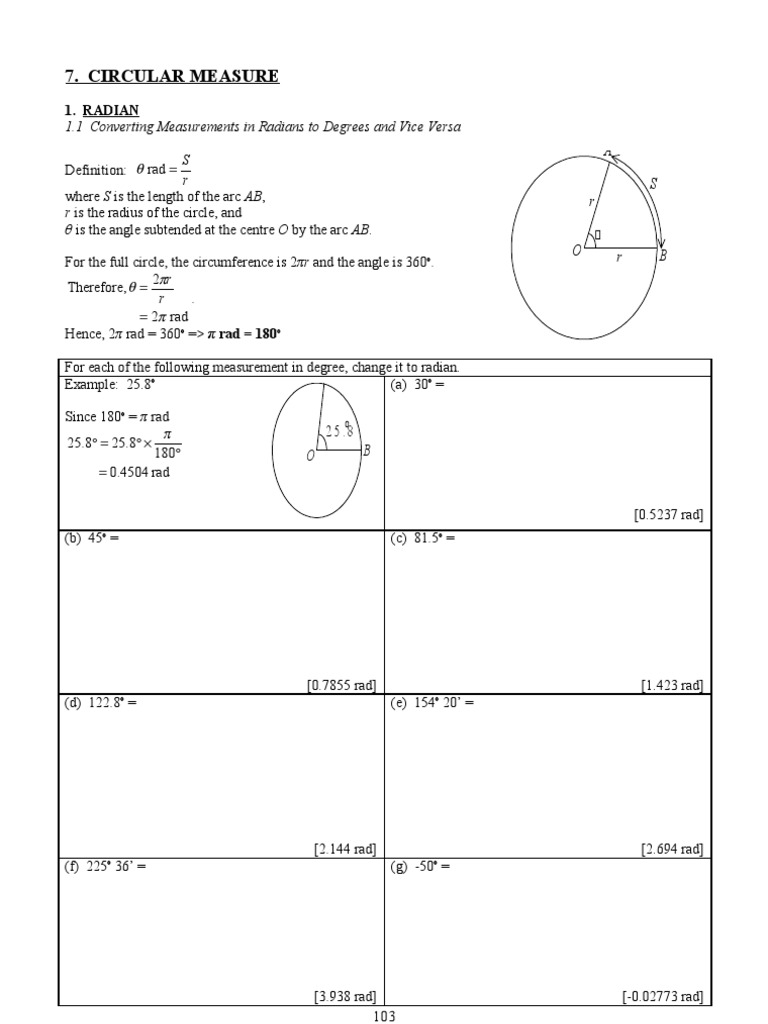 8 Circular Measures | PDF | Geometric Measurement | Physical Quantities