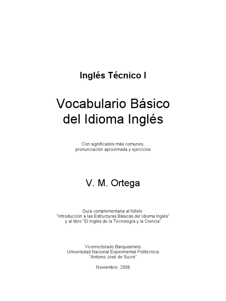 Vocabulario-Basico-Ingles-Español - Ejercicios | PDF