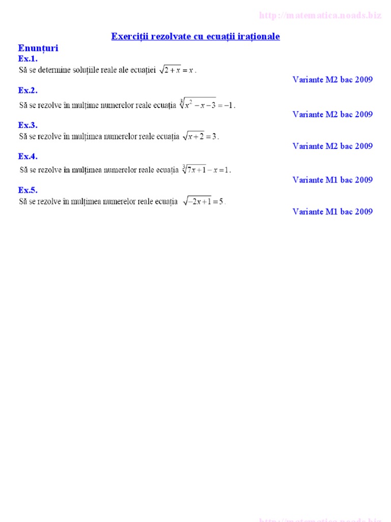 Ecuatii Irationale | PDF
