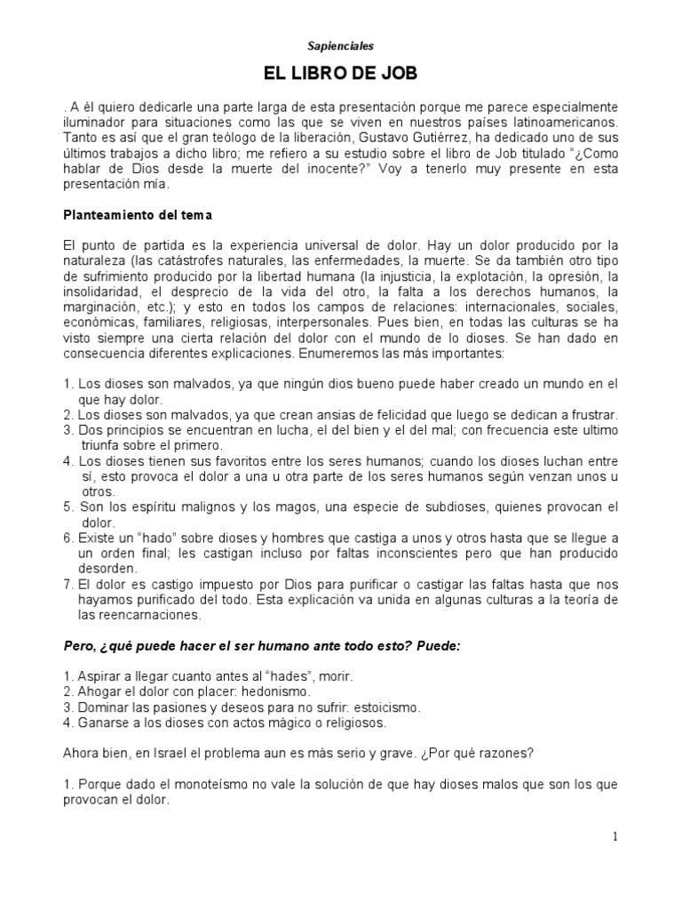 El Libro de Job | PDF | Libro de trabajo | Sufrimiento