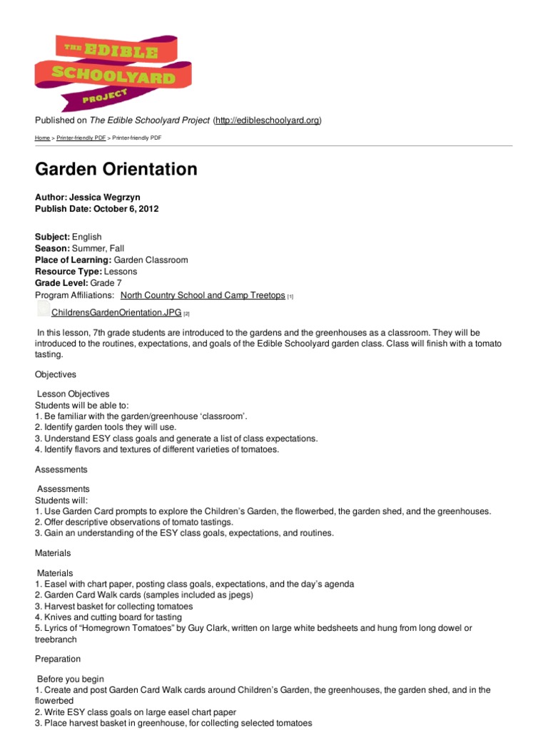 Garden Orientation | PDF | Pedagogy | Teaching