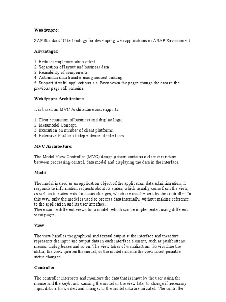 Webdynpro | PDF | Model–View–Controller | Software Engineering