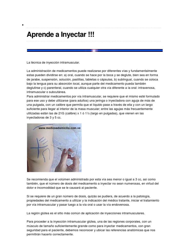 Aprende A Inyectar Humanos | PDF | Inyección (medicina) | Medicamentos ...