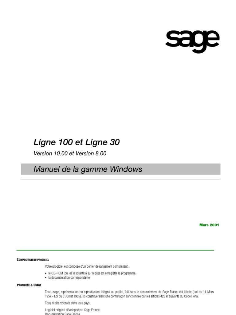 Manuel Sage Ligne 100 | PDF | Microsoft Windows | Macintosh