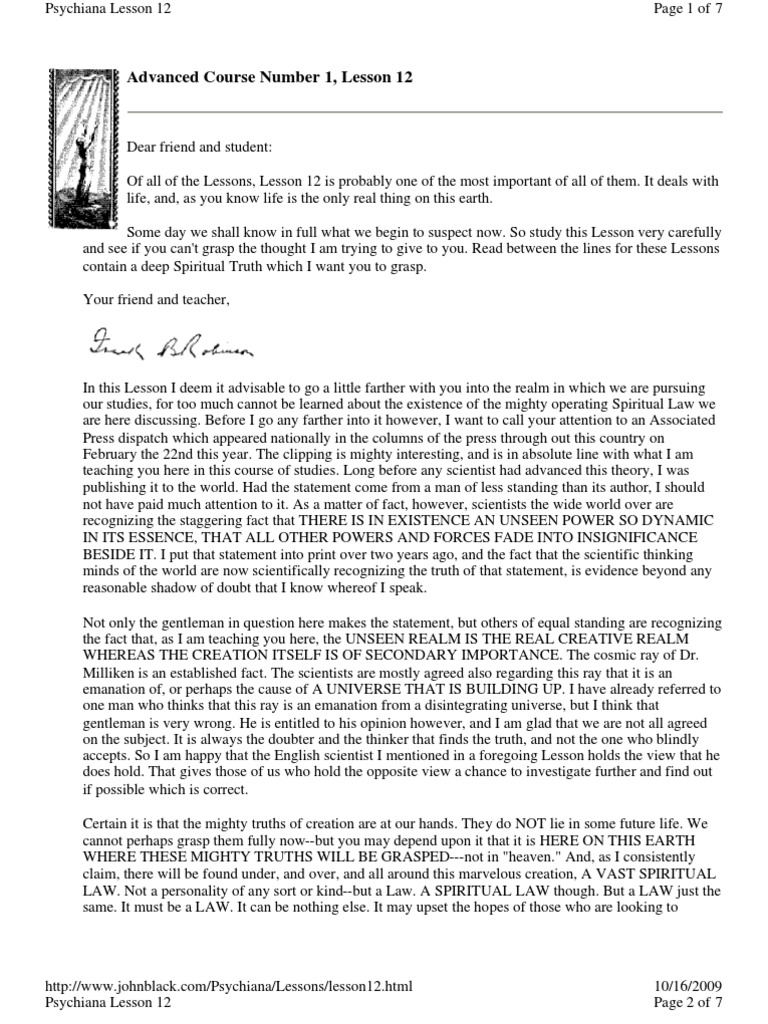 AdvancedLesson12, Psychiana, FrankRobinson PDF | PDF | God | Truth