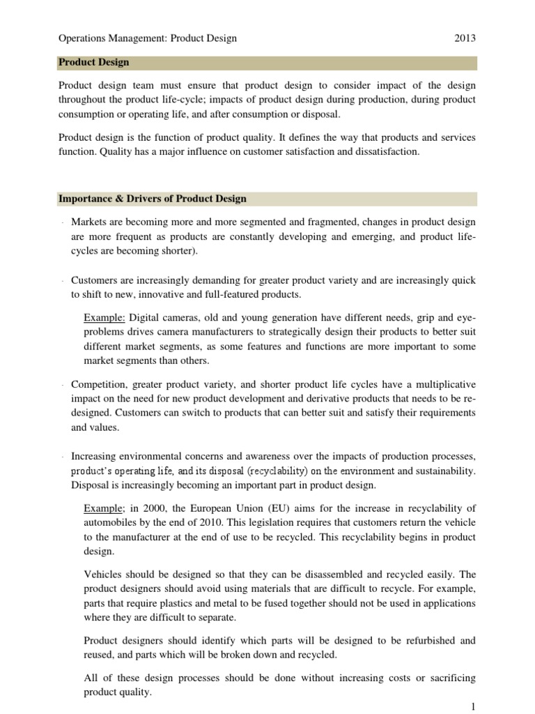 Importance and Drivers of Product Design and Product Design Process ...