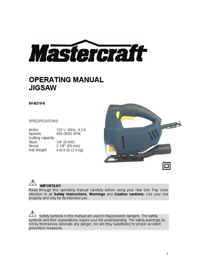 Mastercraft JigSaw 54-8219 E 4.7 | PDF | Ac Power Plugs And Sockets ...