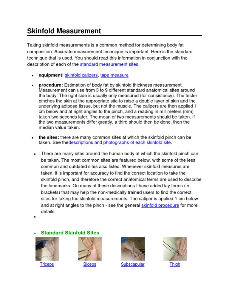Skinfold Measurement | PDF