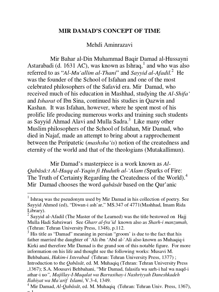 Mir Damad's Philosophy of Time | PDF | Ontology | Existence