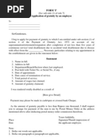 FORM I (Application For Gratuity by An Employee) | PDF